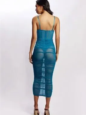 Meshki | Dresses | Meshki Electric Blue Ruched Bustier Maxi Dress ...